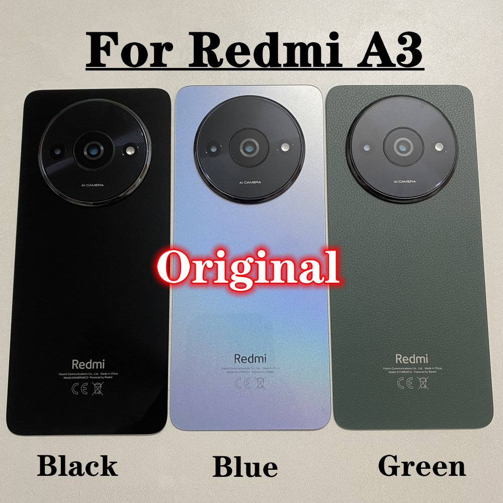 Original สำหรับ Xiaomi Redmi A3 ฝาครอบแบตเตอรี่ด้านหลังแผงกระจกด้านหลัง ...