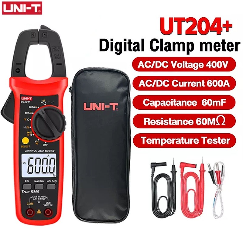 UNI-T Ready StockUNI-T Digital Clamp Meter UT201+/UT202+/UT203+/UT204 Plus DC AC Current Auto ...