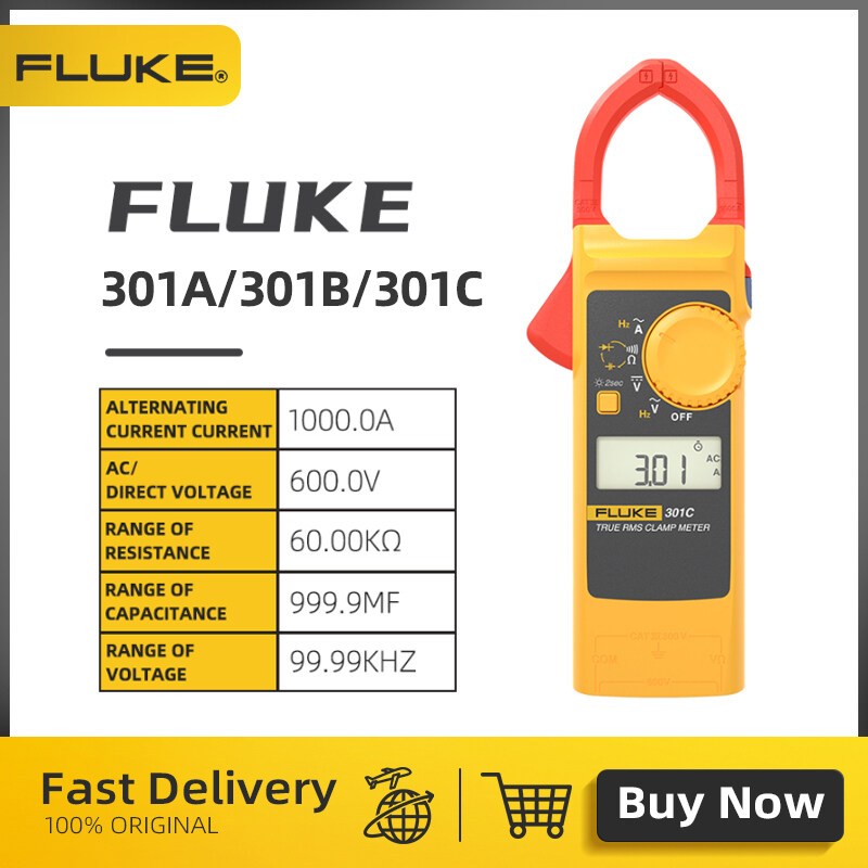 Fluke 301 แคลมป์มิเตอร์ Fluke 301A / 301B /301C /301D แคลมป์มิเตอร์แบบพกพา 10 มม. Jaw AC Current ...