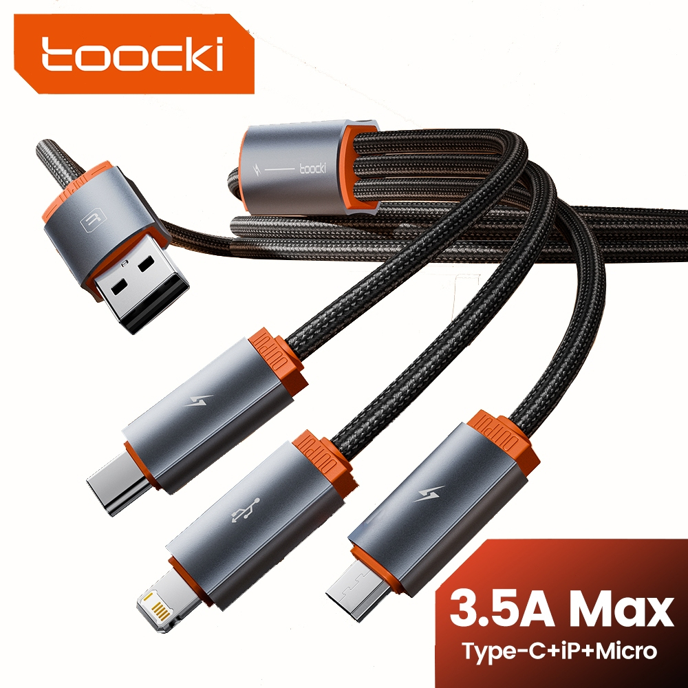 สายเคเบิลข้อมูล USB Toocki 3-in-1 Type C ถึง Type C Micro 1OS ชาร์จเร็ว ...