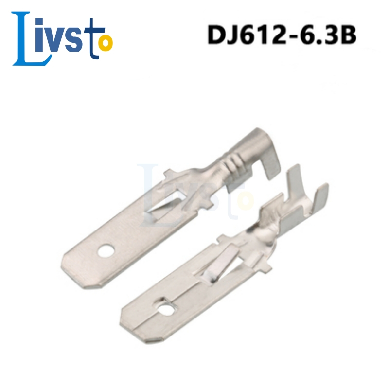 50/100pcs ยานยนต์ทองเหลืองดีบุกตรง Splice Solder Terminal 6.3 มม.ยาวสแควร์ใส่ Connector ชาย ...