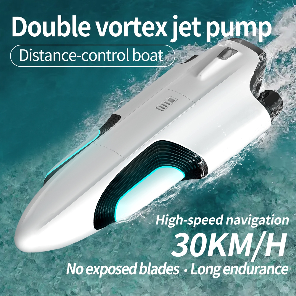 Twin-vortex สเปรย์รีโมทคอนโทรลเรือ 100 ม. พร้อมไฟความเร็วสูง Speedboat ...