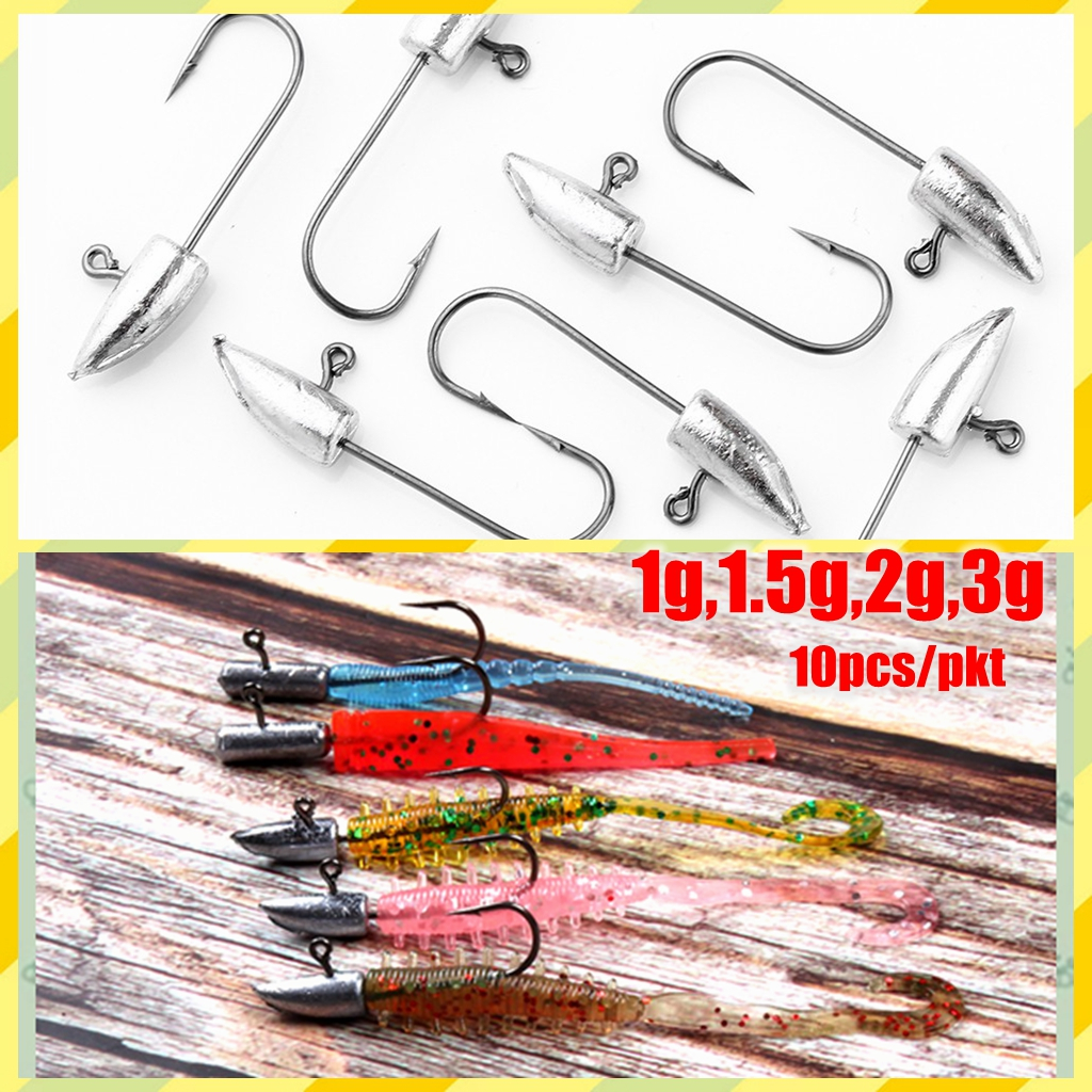 Johncoo 10 ชิ้น/pkt Mini Jig Head Hook 1g,1.5g,2g,3g สัมผัสตะกั่วหัวตะ ...