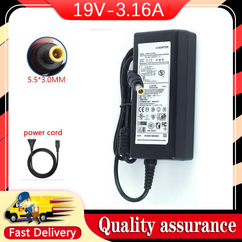 SAMSUNG 19v 3.16A 65W 5.5 มม.* 3.0 มม.อะแดปเตอร์ชาร์จไฟสําหรับSamsung R458 R467 R428 R429 300E4 ...