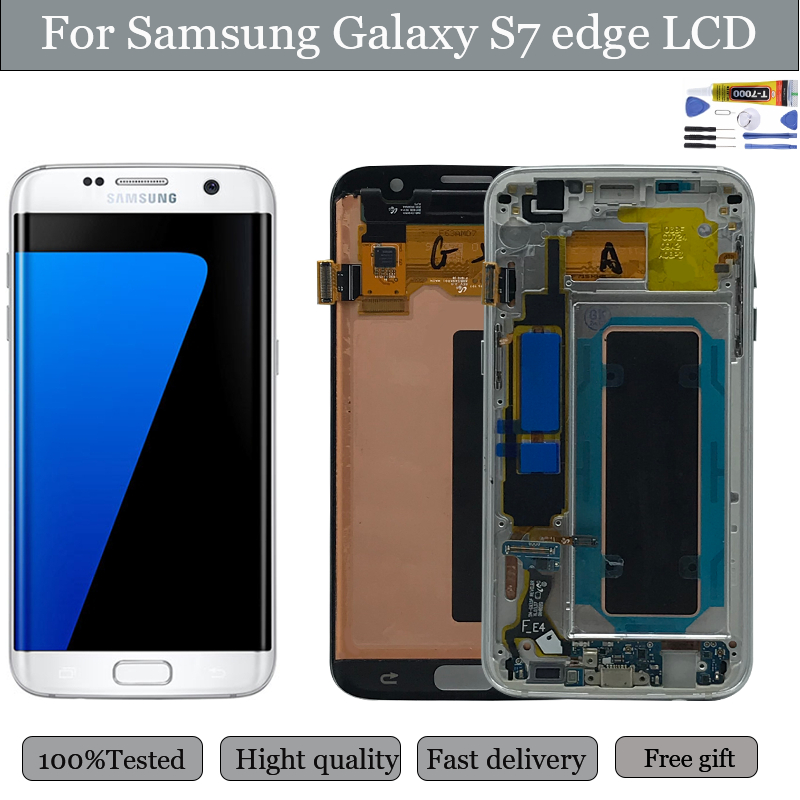 Amoled สําหรับ SAMSUNG Galaxy S7 Edge LCD หน้าจอสัมผัสเปลี่ยน SM-G935F ...