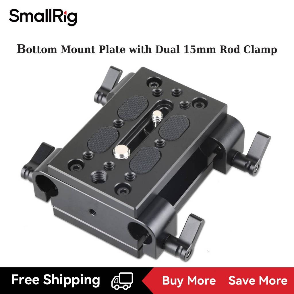 SmallRig Camera Tripod Mounting Baseplate with15mm Rod Clamp Rail Block ...
