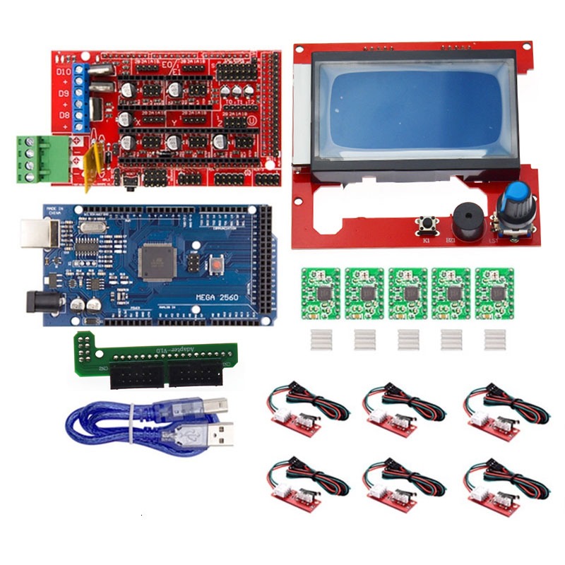 ชุดตัวควบคุม สําหรับเครื่องพิมพ์ 3d Arduino Mega 2560 R3 Ramps 1.4 Lcd ...