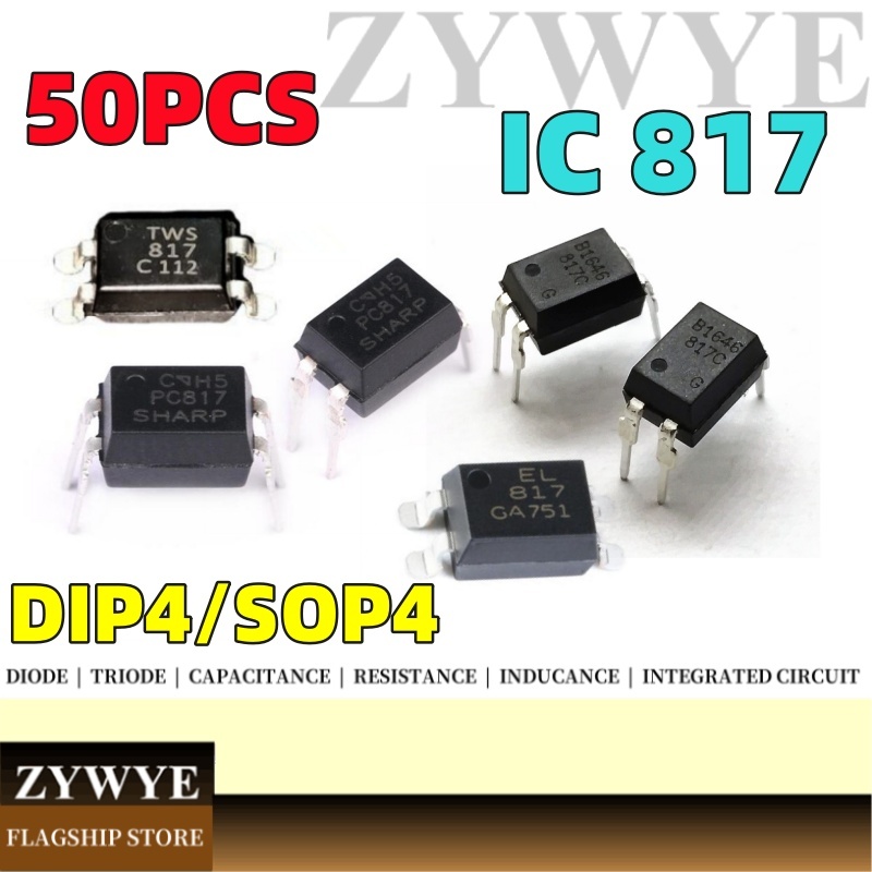 50pcs LTV817 PC817 EL817 PC817C EL817C 817C EL871A BC เกียร์ Optocoupler Patch SOP In-Line DIP-4 ...