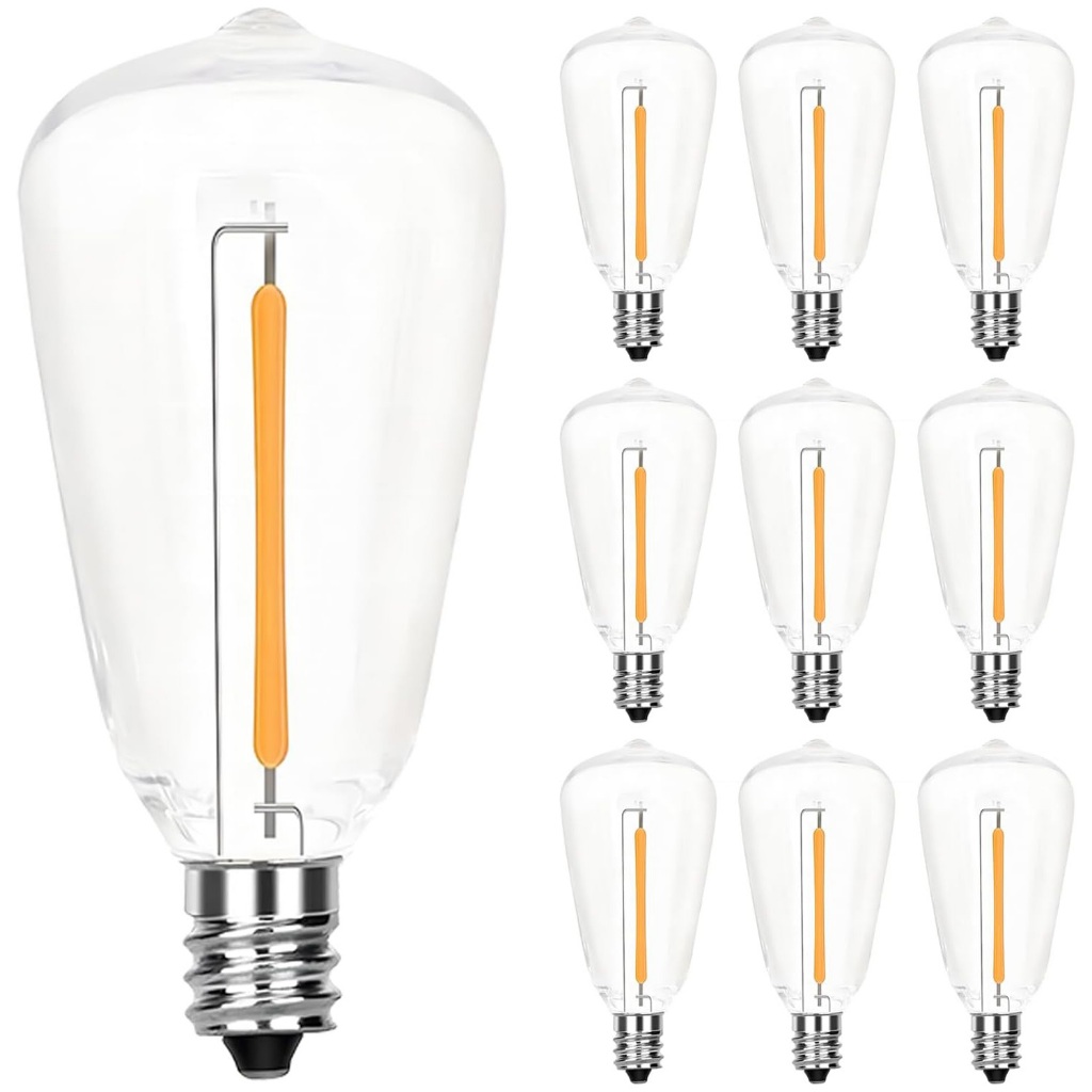 10 แพ็ค ST38 LED เปลี่ยนหลอดไฟ, 1W เหมาะกับ E12 C7 สกรูฐาน, AC 220V / DC 3V, Warm white 2700K ...
