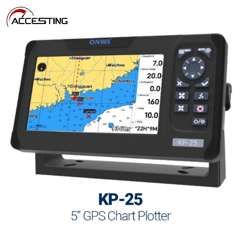 5 นิ้ว Marine GPS Navigation Locator GPS Plotter สีสัน LCD IP66 แผนภูมิ ...
