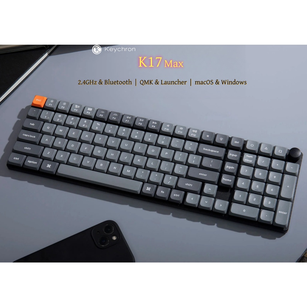 Keychron K17 Max (รูปแบบ 96%) QMK คีย์บอร์ดไร้สายแบบกําหนดเองต่ํา 2 ...