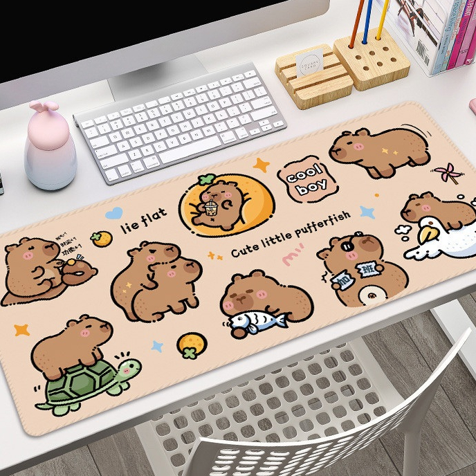 Capybara Mat การ์ตูนการ์ตูนแผ่นรองเมาส์ขนาดใหญ่น่ารักเดิมสาวหนาสายรัด ...