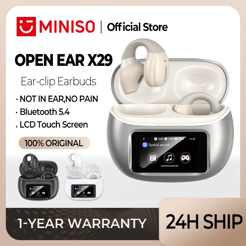 Miniso X29 ไร้สายบลูทูธ 5.4 หูฟัง Touch Control หน้าจอ LED TWS Open Ear Earphones with ไมโครโฟน ...