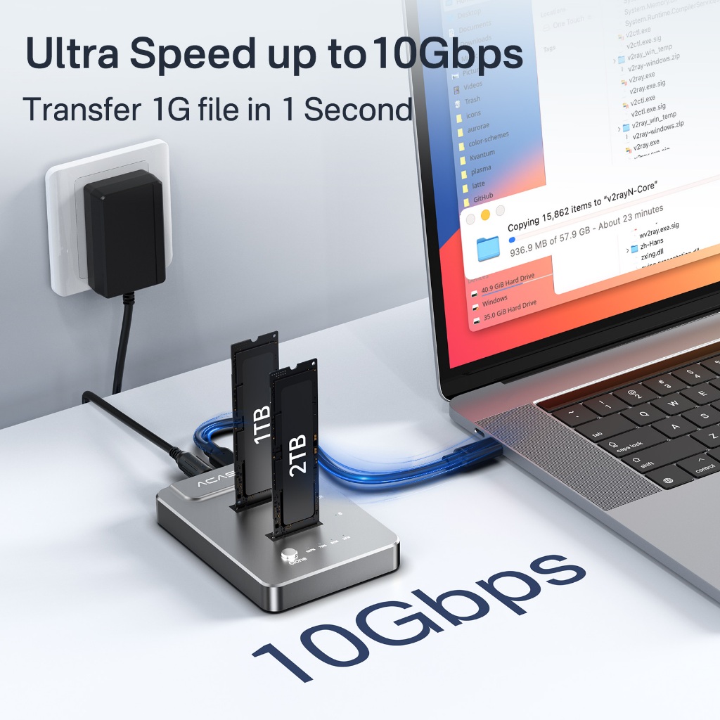 Acasis typec USB 10Gpbs ถึง NVME Dual-Bay NVME Docking Station สําหรับ M2 SSD Key M, สนับสนุนออฟ ...