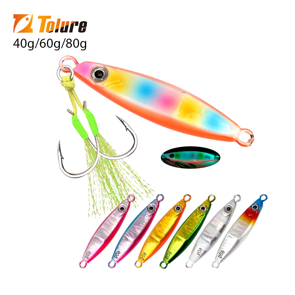 Tolure 2024 ใหม่โลหะ JIG Lure 40g 60g 80g 3D ตาช้า Sinking น้ําเค็ม Shore Casting Fishing Lure ...