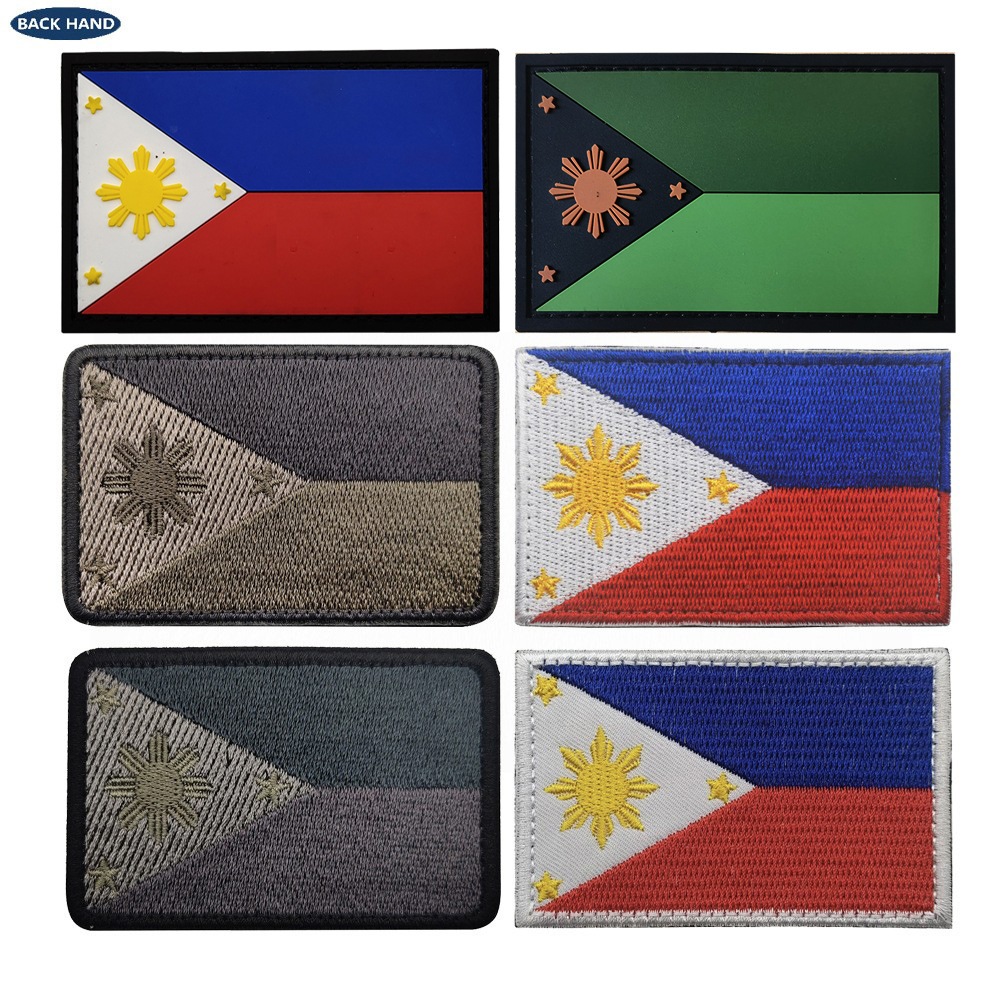 Reversed Philippines Flag Army ยุทธวิธี Morale เย็บปักถักร้อย PVC ยางแพ ...