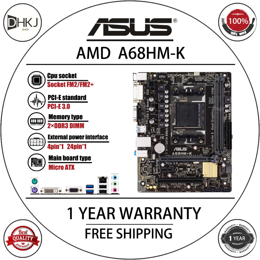 ใช้ ASUS A68HM-K ซ็อกเก็ตเมนบอร์ด FM2/FM2 + แพ็คเกจเดิม A68H ชิปเซ็ต ...