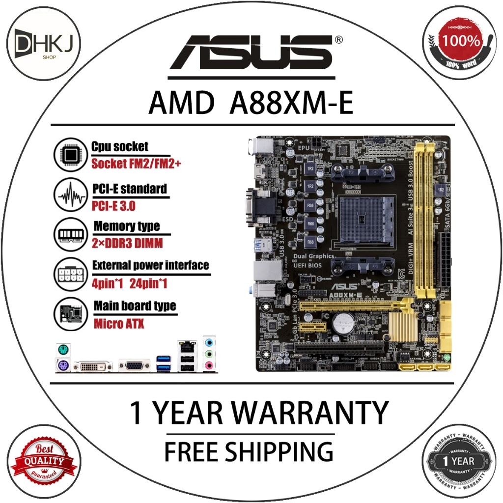 ใช้ ASUS A88XM-E/USB3.0 เมนบอร์ด AMD A88X ซ็อกเก็ต FM2/FM2+ DDR3 32GB รองรับ AMD A10-6700T A10 ...
