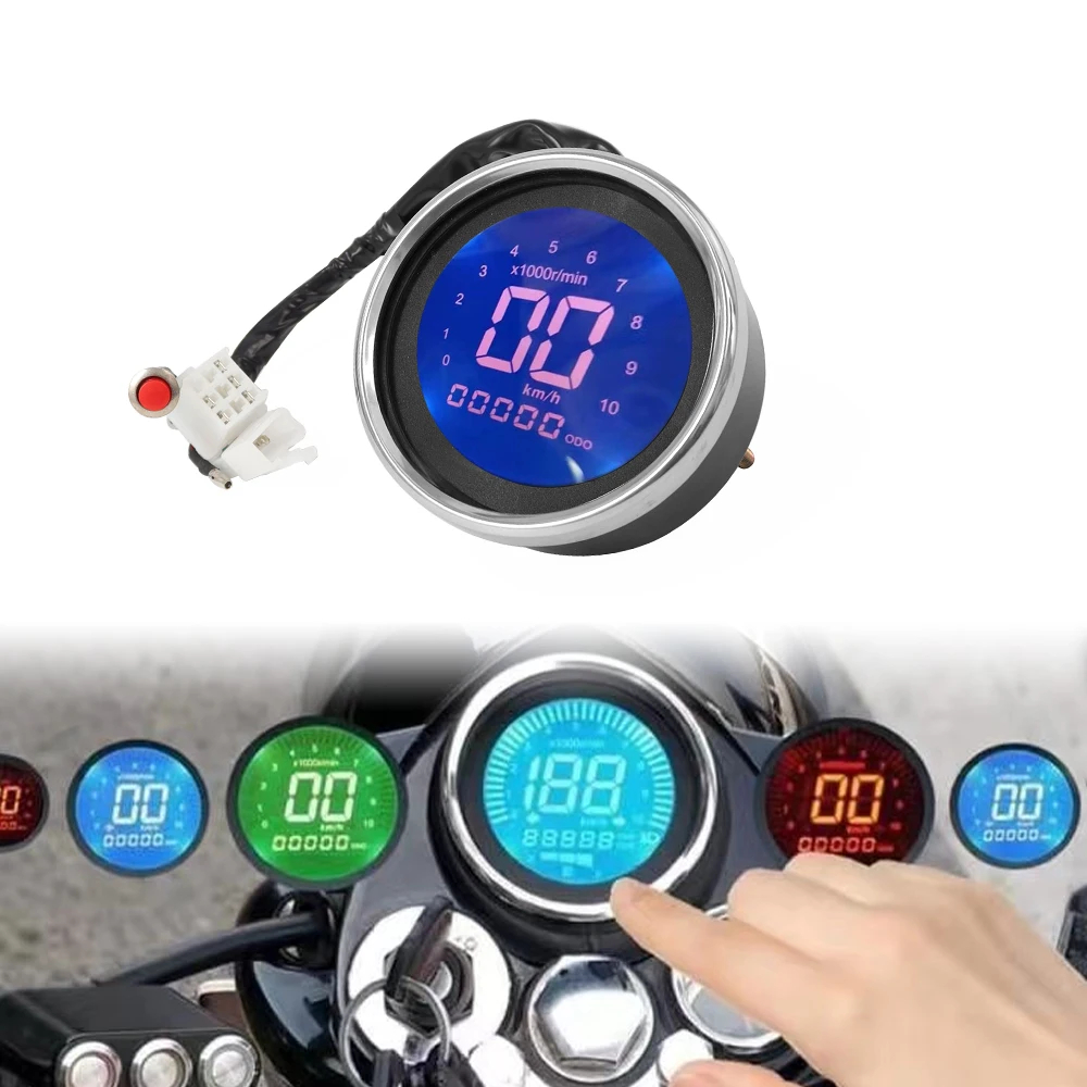 Universal LCD Digital รถจักรยานยนต์ Tachometer Speedometer เครื่องวัด ...