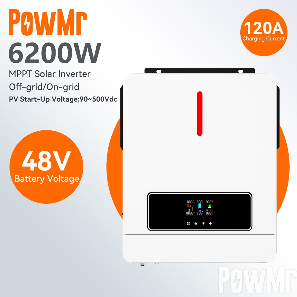 6.2kw 48V On-grid/Off-grid Hybrid Solar Inverter ในตัว 120A MPPT Solar Charge Controller 50/60Hz ...