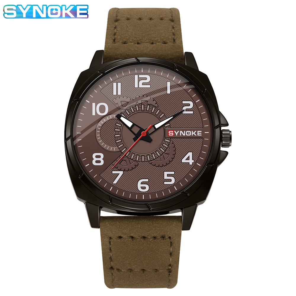 Synoke Original นาฬิกาผู้ชายควอตซ์ Casual นาฬิกาผู้ชายปฏิทินสายหนังนาฬิกา | Shopee Thailand