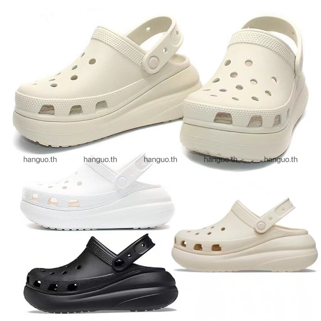 「จัดส่งในกรุงเทพฯ」 Crocs ผู้หญิง 100% คลาสสิก Crush Clog กระดูกสี ...