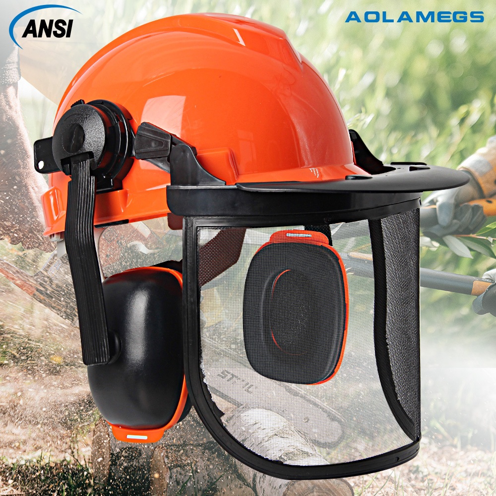 Forest Loging Safety Helmet 3 ชิ ้ นชุดสําหรับการตัดหญ ้ าและสวนการผลิต ...