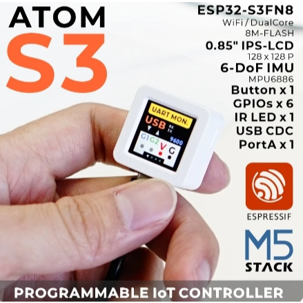 M5stack AtomS3 ESP32-S3 ตัวควบคุมการตั้งโปรแกรมได้หลัก Dev Kit พร้อมหน้าจอ 0.85 นิ้ว | Shopee ...
