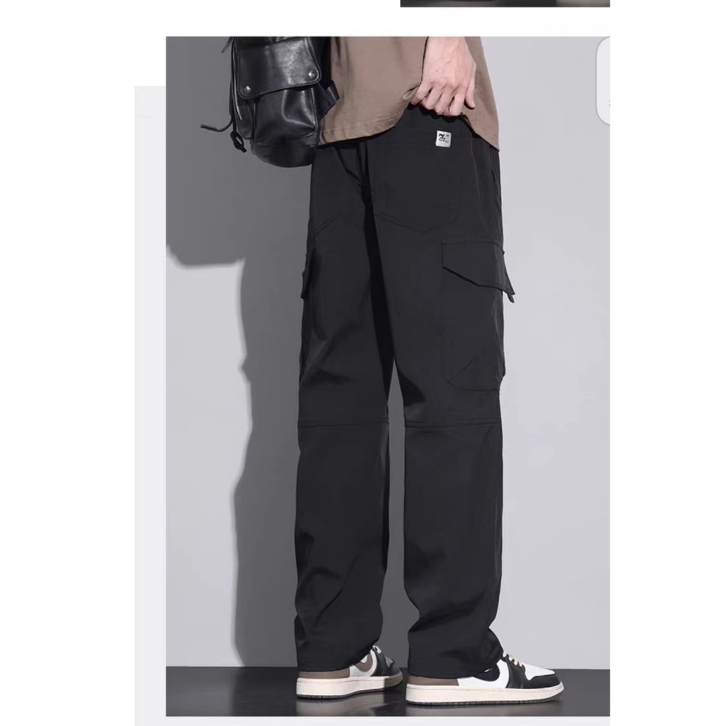 BECOOLMAN - 【M-3XL】2024ฤดูร้อนบางหลวมตรงกางเกงผู้ชายอเมริกันแฟชั่นสบายๆกางเกงกีฬา | Shopee Thailand