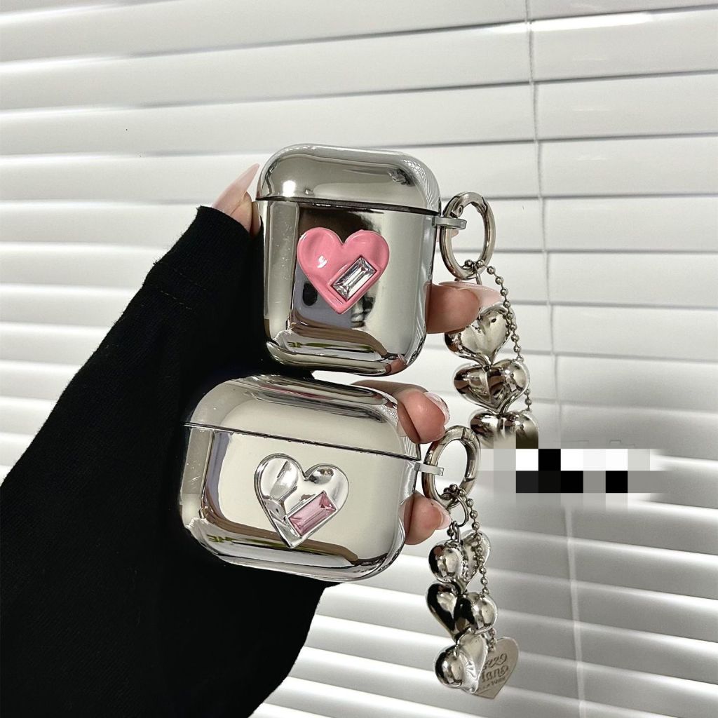 เคส airpods 4 ANC Love Fashion Silver Metallic สําหรับ airpods pro 2nd ...