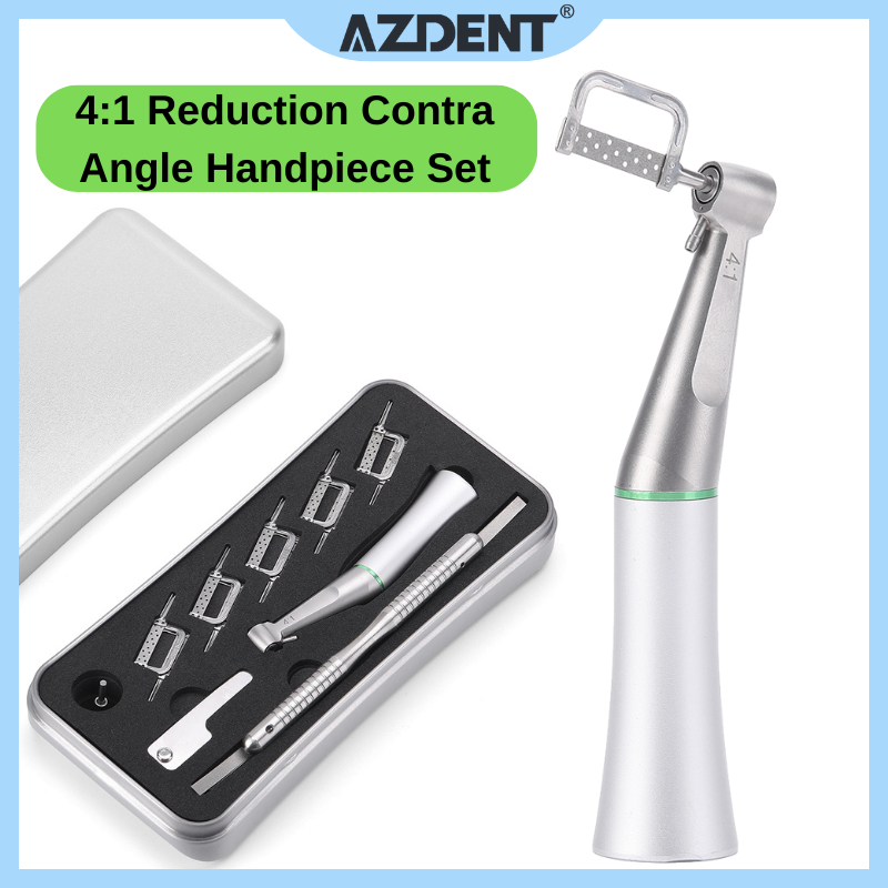 Azdent Dental 4:1 Reduction Contra Angle Handpiece Set Interproximal ...