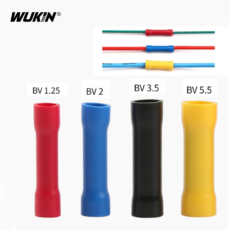 ก้นตรงลวด Terminal Splice Crimp PVC ฉนวนท่อทองแดง Cold Press สายเชื่อมต่อ BV1.25 BV2 BV3.5 BV5.5 ...