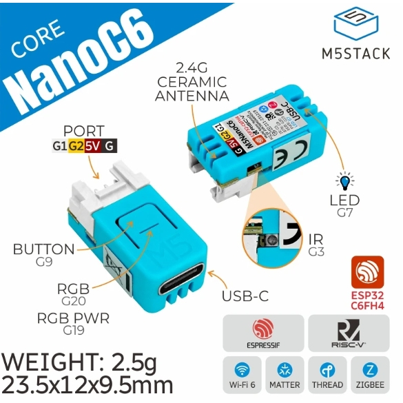 M5stack Official NanoC6 Dev Kit Micro Low Power IoT IoT บอร์ดพัฒนา | Shopee Thailand