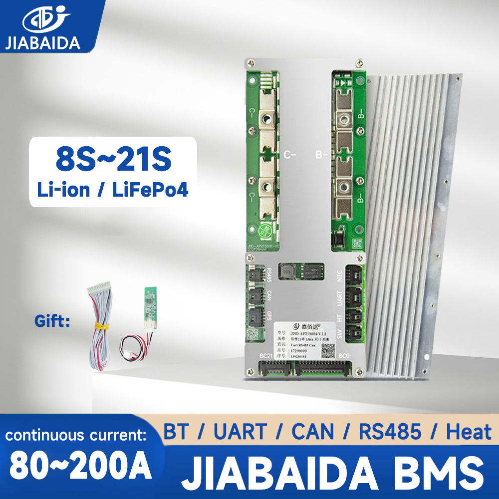 Jiabaida BMS 8S~21S LiFePo4 Li-ion 10S 12S 13S 14S 16S 20S แบตเตอรี่ 80~200A BT UART JBD สมาร์ท ...