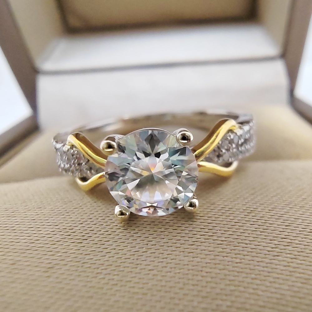 D VVS Moissanite เงินหมั้นแหวน 1 กะรัต 6.5 มม.พร้อมใบรับรอง GRA 100% - S925 เครื่องประดับผู้หญิง ...