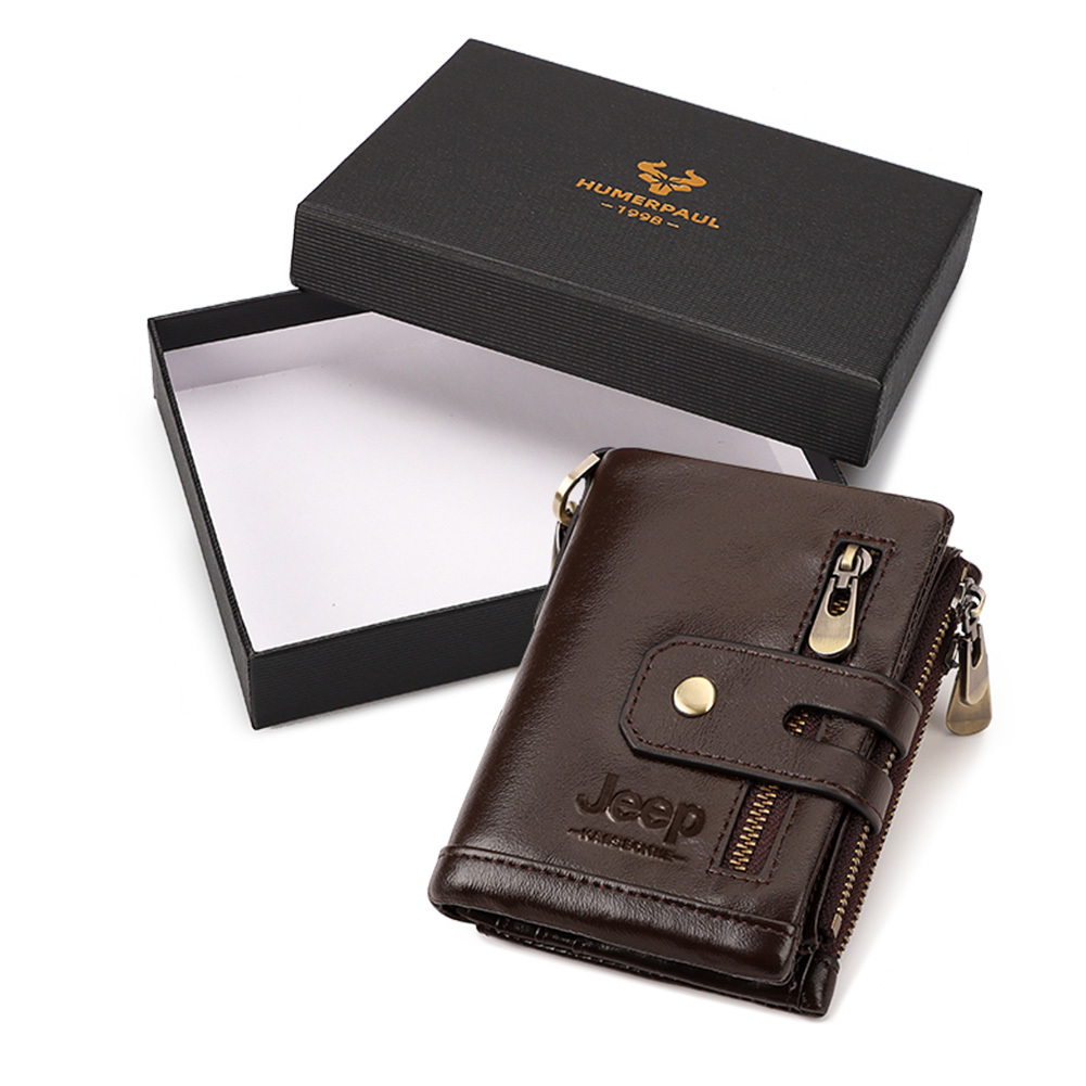 HUMERPAUL Leather Wallet For Men Leather Men Trifold Wallet Short Multi ...