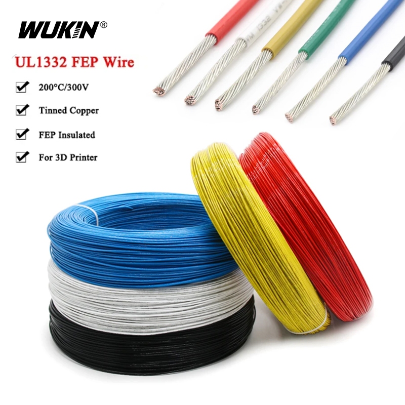 Ul1332 PTFE ลวด 28 26 24 22 20 18 16/14 12 AWG FEP ฉนวนอุณหภูมิสูง Electron สําหรับ 3D เครื่อง ...