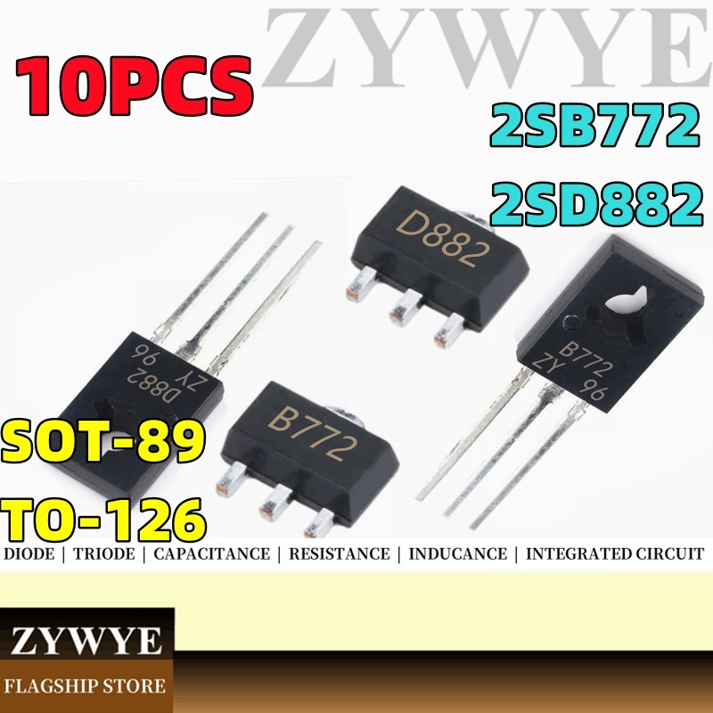 10 ชิ้น B772 D882 Triode B772P D882P TO-126 2SD882 2SB772 SOT89 ...