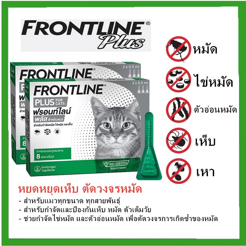 Frontline cat plus ยากําจัดเห็บหมัด เหาแมว หยด broadline cat revolution ...