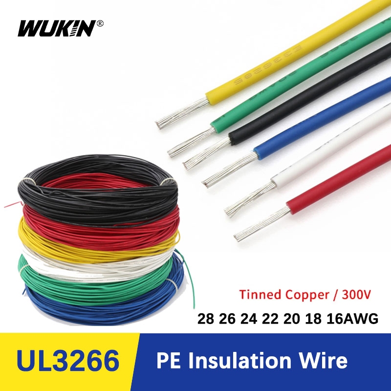 Ul3266 PE Irradiated Wire เครื่องใช้ในครัวเรือนทองแดงดีบุกสายฮาโลเจนต่ําควัน 28 26 24 22 20 18 ...