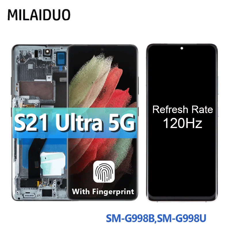 Original Super AMOLED S21Ultra G998 จอแสดงผล 120Hz สําหรับ Samsung ...