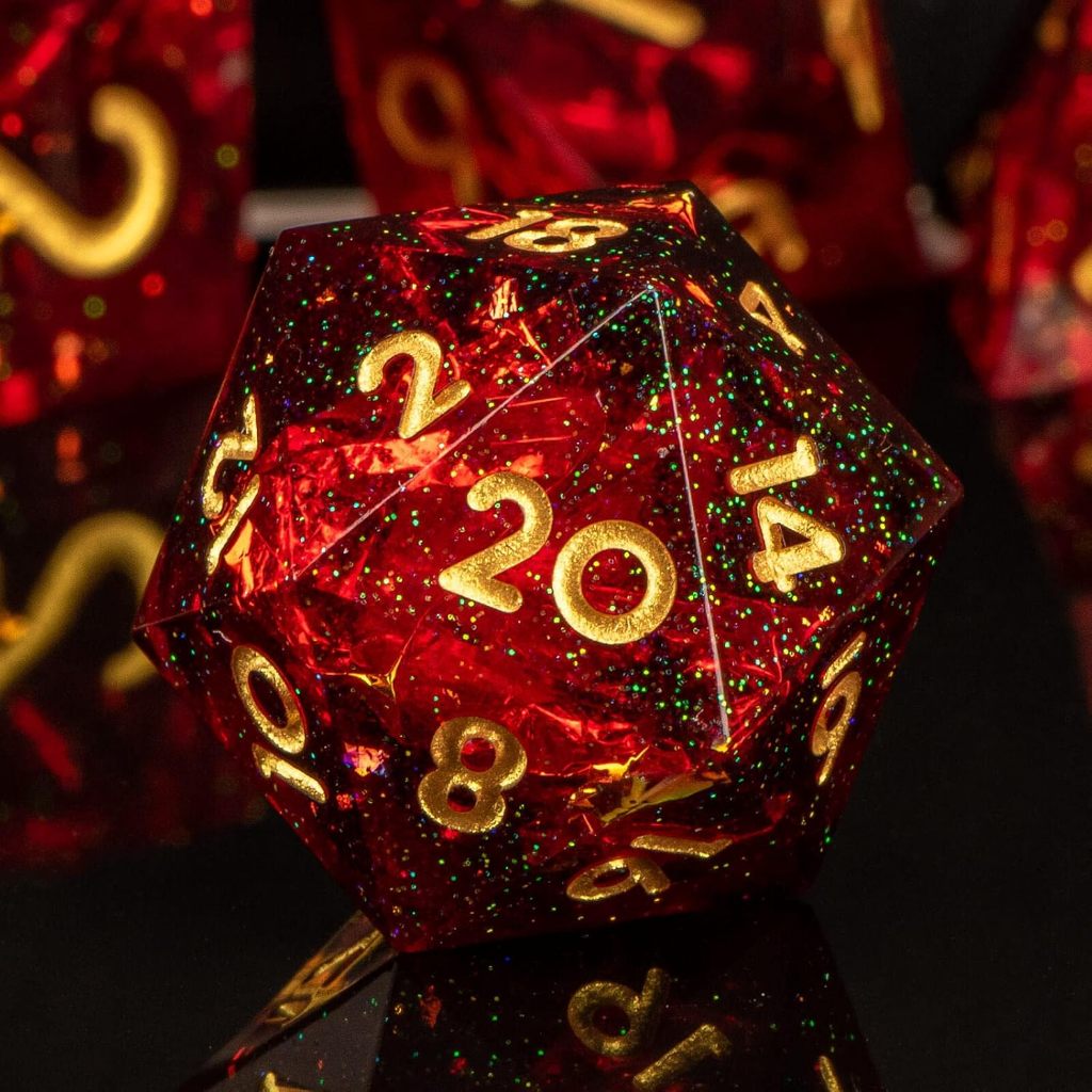 เรซิ่น Sharp Edge DND ชุดลูกเต๋า D&D, Red Dungeons และ Dragons ลูกเต๋า ...