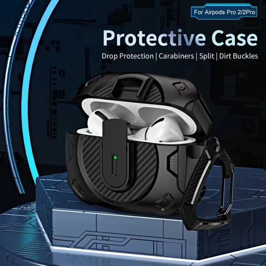 【Round armor clasp/Black】เคส compatible for airpods 1 2 3 pro case ...