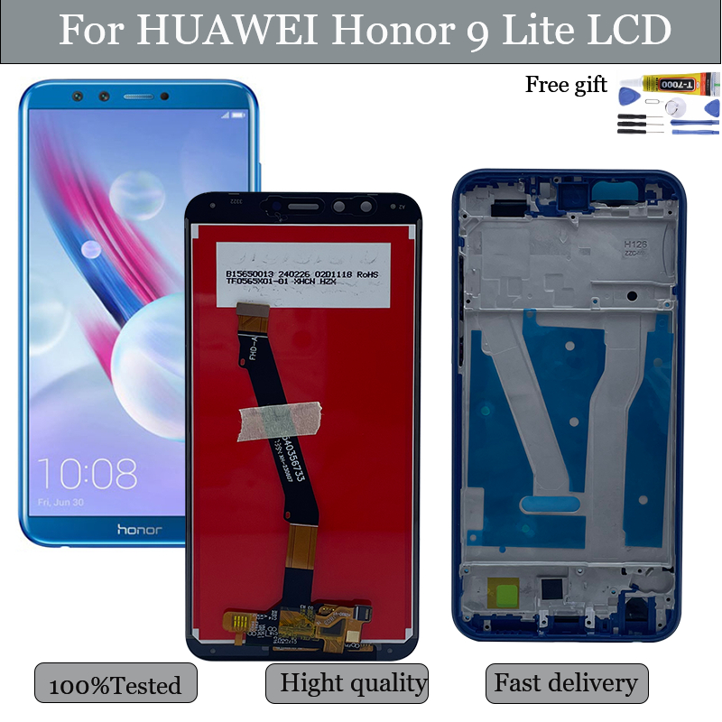 อะไหล่หน้าจอสัมผัสดิจิทัล LCD แบบเปลี่ยน สําหรับ Huawei Honor 9 Lite ...