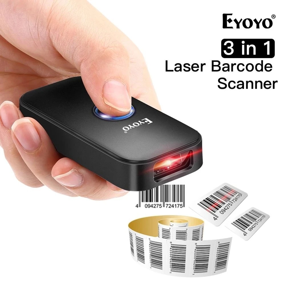 Eyoyo EY-009L 3-in-1 Bluetooth USB Wired&Wireless 1D Barcode Scanner ...