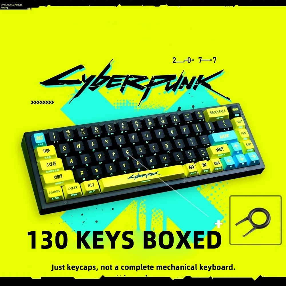 130 Keys Cyberpunk Keycaps Side Shine ผ่าน PBT Dye-sub Cherry Profile ...