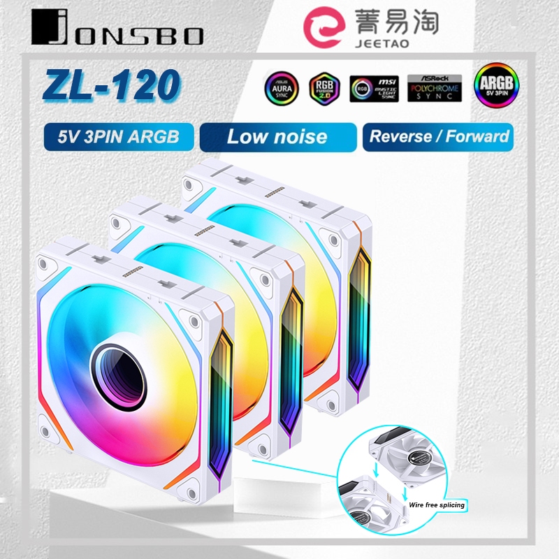 Jonsbo ZL-120 3in1 พัดลม ARGB 120 มม.พัดลมระบายความร้อน CPU 4PIN PWM อุณหภูมิควบคุม ZL-120 ส่ง ...