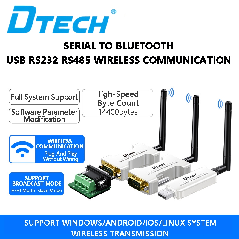 Dtech RS232 Serial Port to Bluetooth Serial Port Module to RS232 485 ...