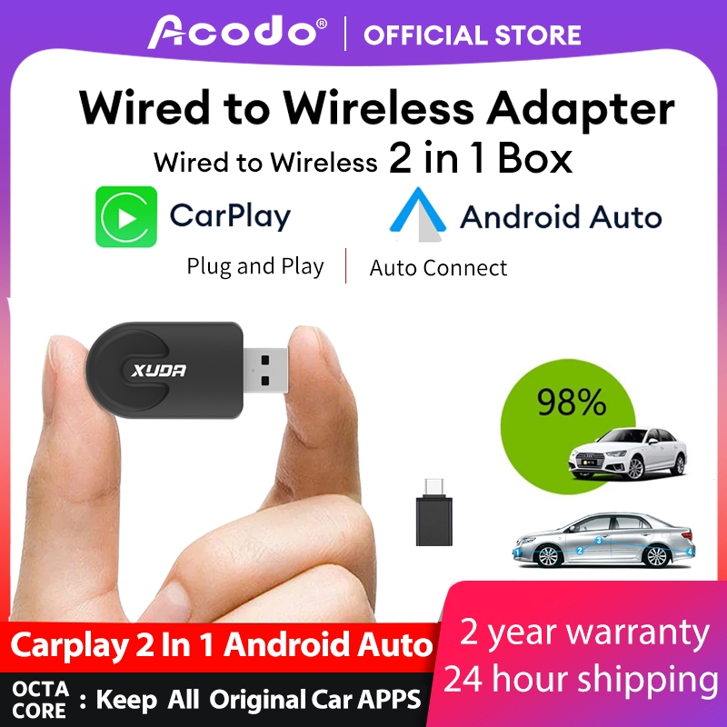 Xda Smart Carplay AI Box 2 In 1 แบบมีสายถึงไร้สาย Mini Car Play USB ...