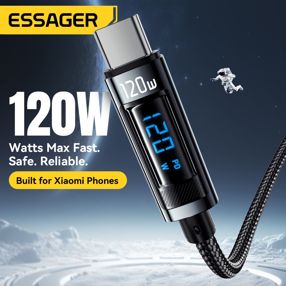 Essager 120W & 6A สายชาร์จเร็วไนลอนถักจอแสดงผลดิจิตอลของการชาร์จสําหรับ ...